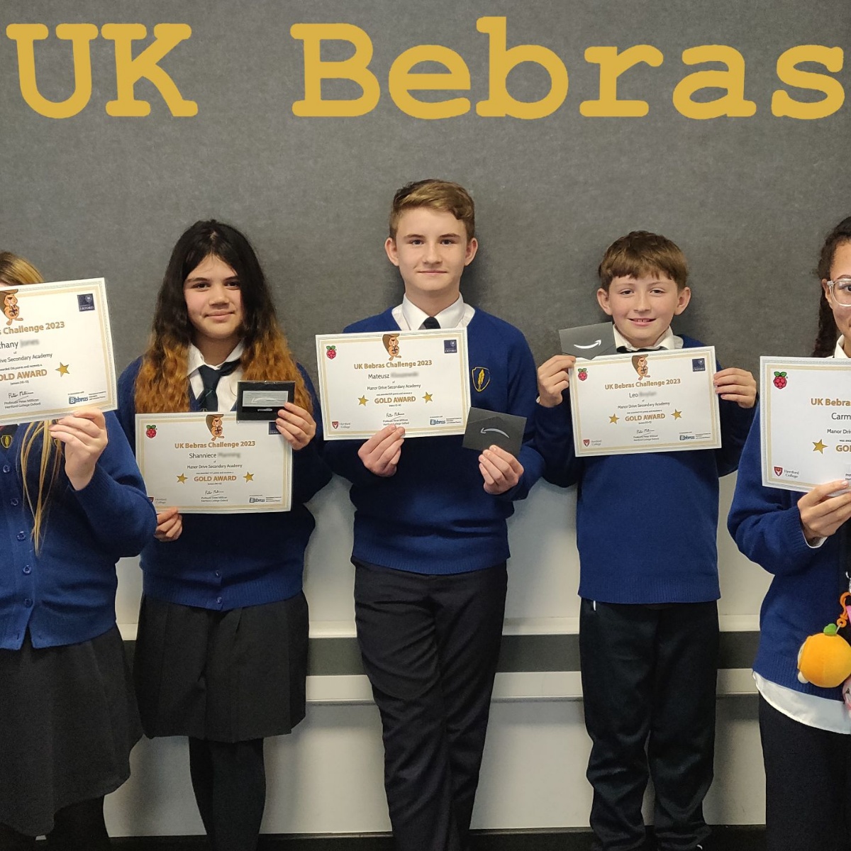 Manor Drive Secondary Academy - BEBRAS Certification Awards